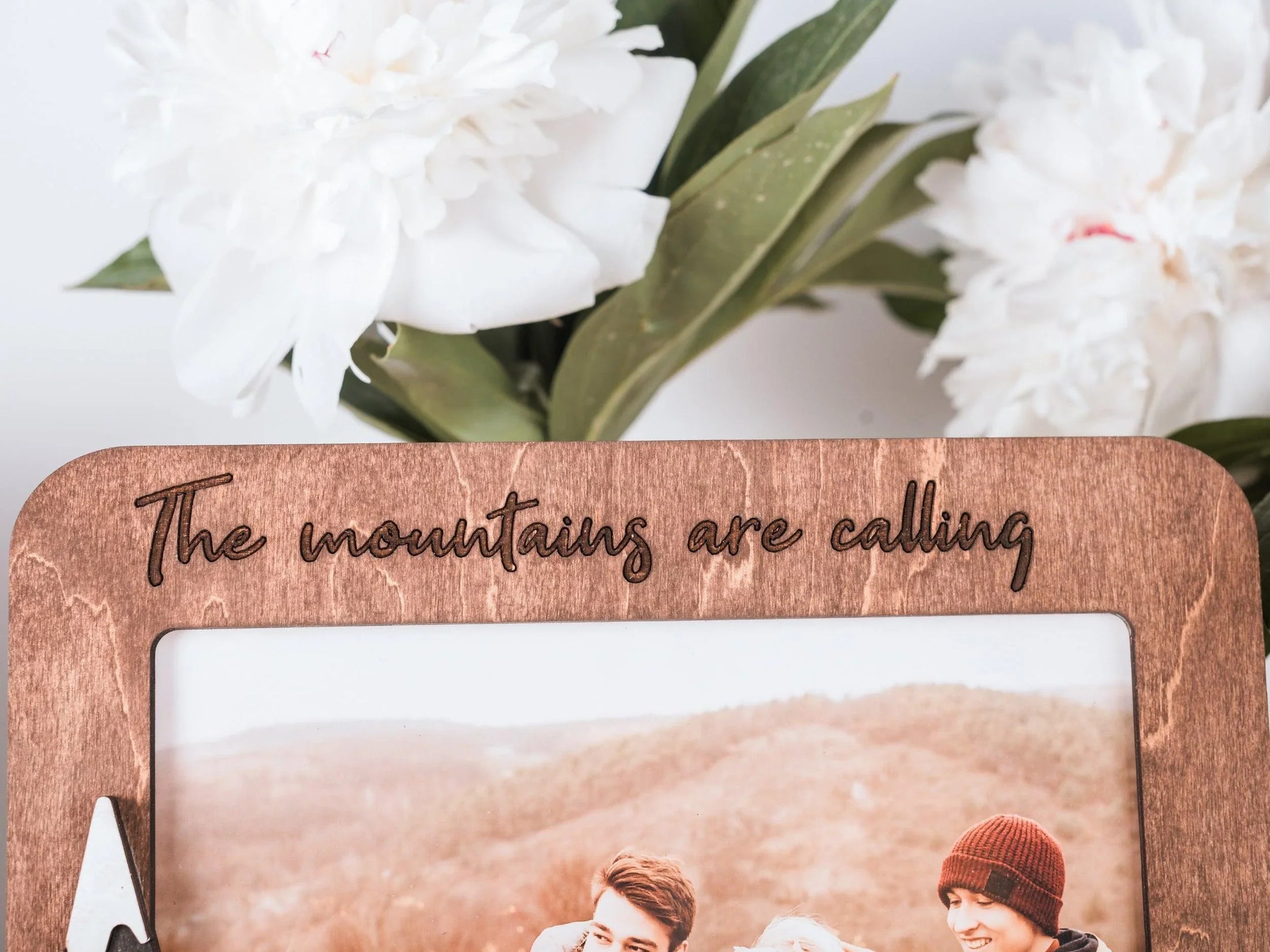 Mountain Picture Frame - Engraved Text - Custom Small Photo Frame