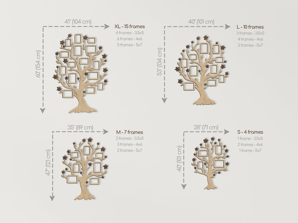 Wooden Family Tree Picture Collage - Photo collage with butterflies