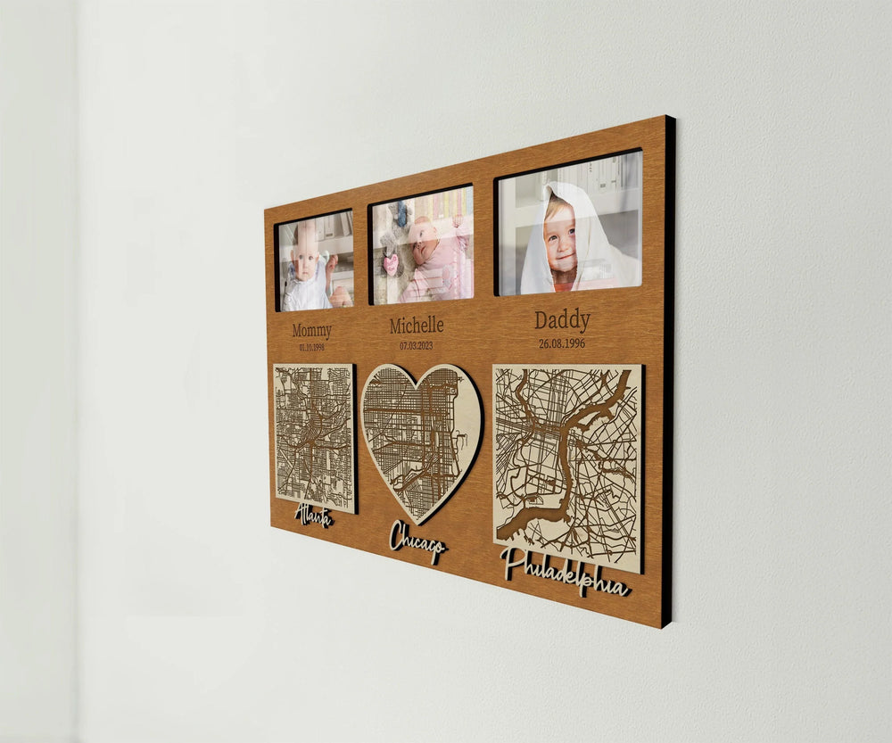 Custom City Skyline Frame - Photo collage - Newborn gifts