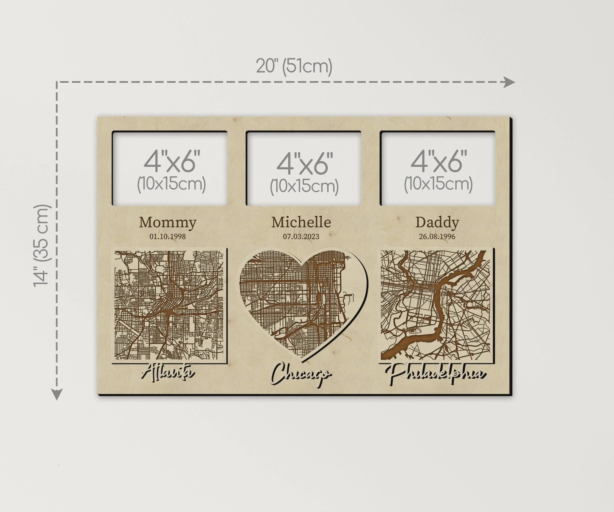 Custom City Skyline Frame - Photo collage - Newborn gifts