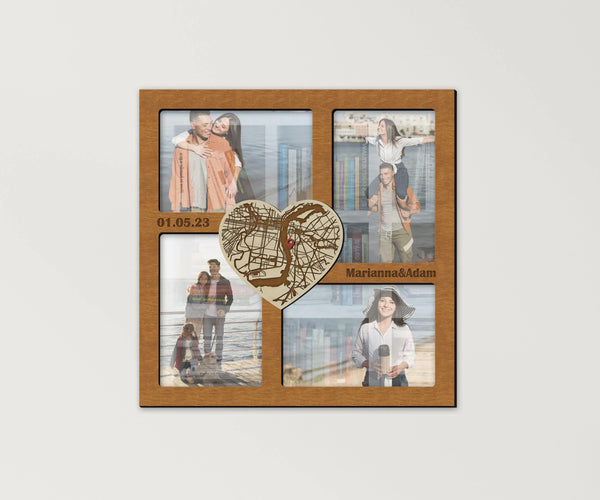 Personalized City Skyline Map - Memory Photo Frame Collage