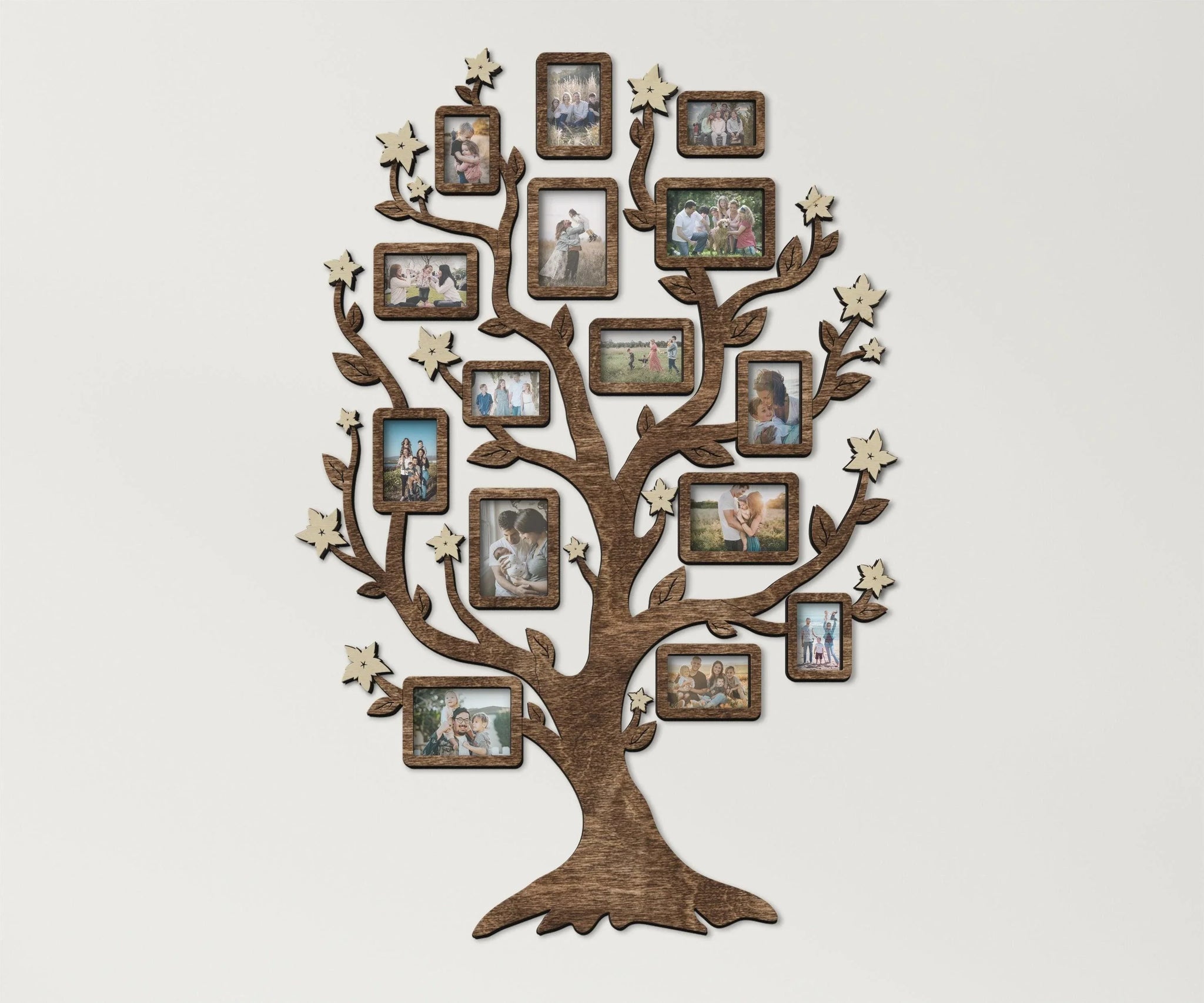Wooden Family Tree Picture Collage - Photo collage with butterflies
