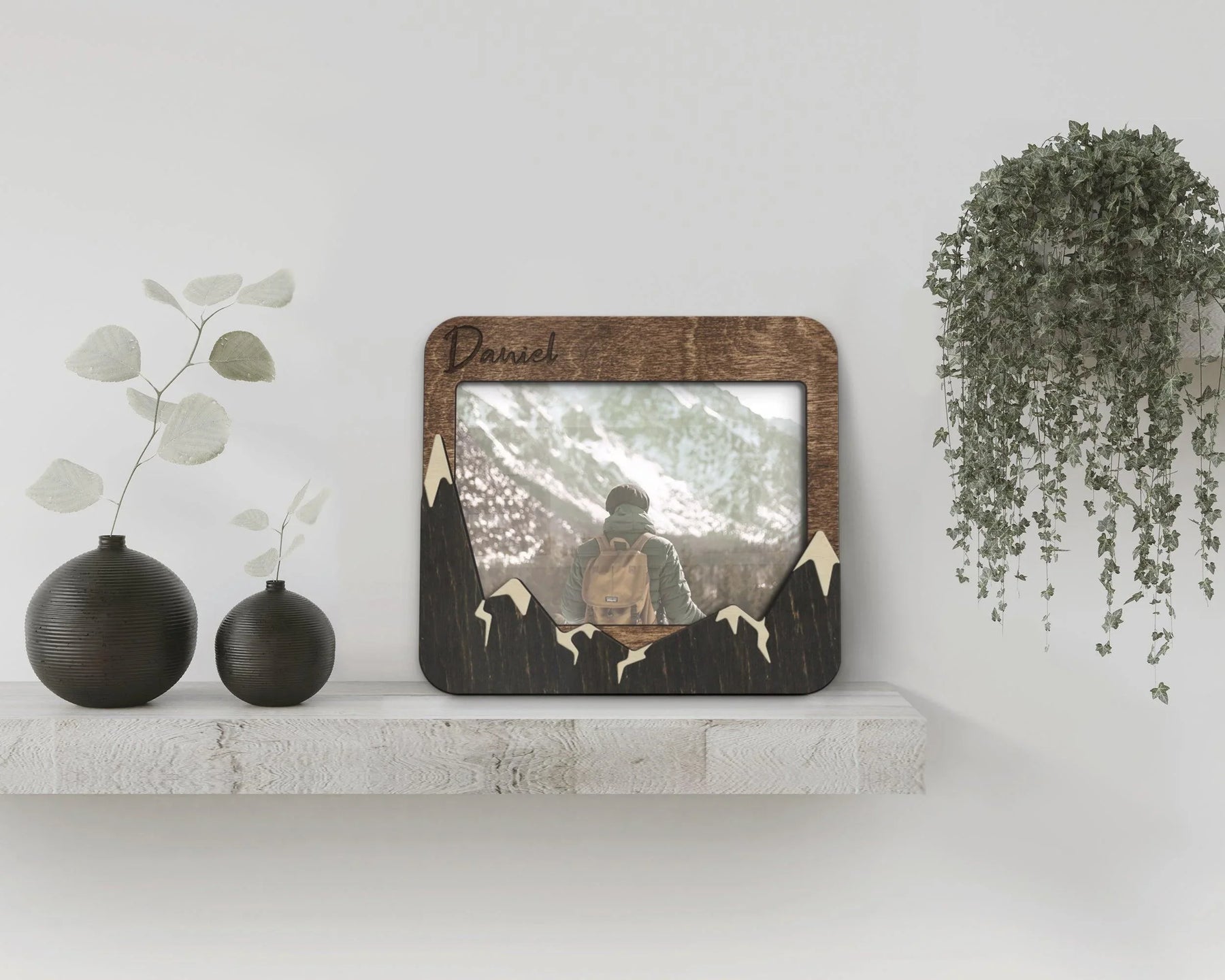 Mountain Picture Frame - Engraved Text - Custom Small Photo Frame