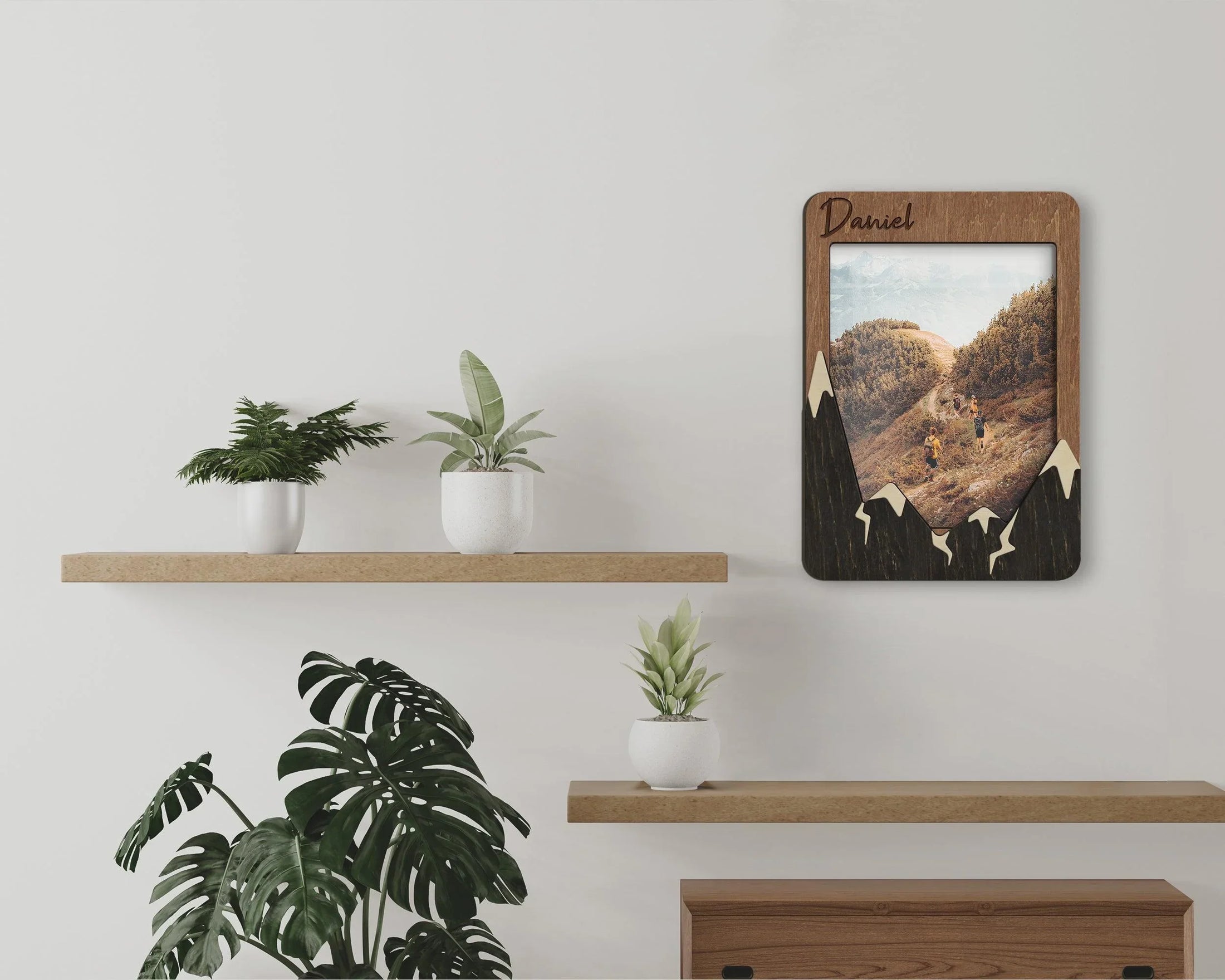 Mountain Picture Frame - Engraved Text - Custom Small Photo Frame