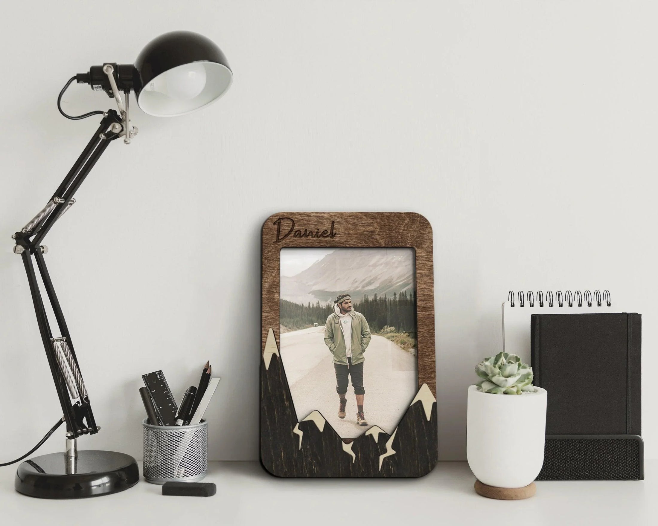 Mountain Picture Frame - Engraved Text - Custom Small Photo Frame