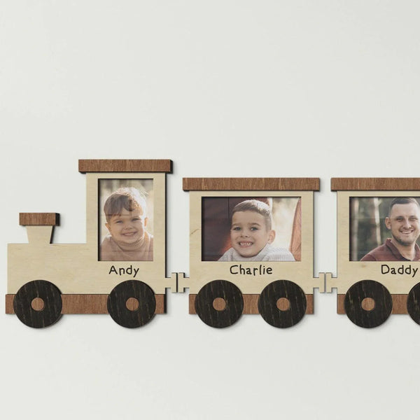 Personalized Wooden Train Picture Frame - First Birthday Gift